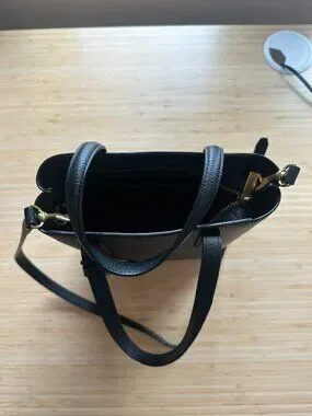 Oroton | Bags | Oroton Black Pebbled Leather Crossbody Tote Bag Gold ...